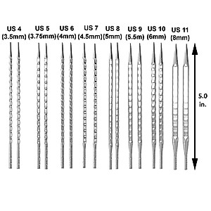 addi Click Rocket 2 Square Standard 5-Inch Interchangeable Ergonomic Circular Knitting Needle Set Sizes US 4, 5, 6, 7, 8, 9, 10 & 11 with 3 Cords, Canvas Case with Project Bag