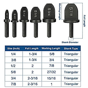 SeonFook 6pcs HVAC Tools Swaging Tool Drill Bit Set Flaring Tool Drill Bits Portable Air Conditioner Copper Pipe Tube Expander Repairing Set with 7/8'', 3/4'', 5/8'', 1/2'', 3/8'', 1/4'' Bits