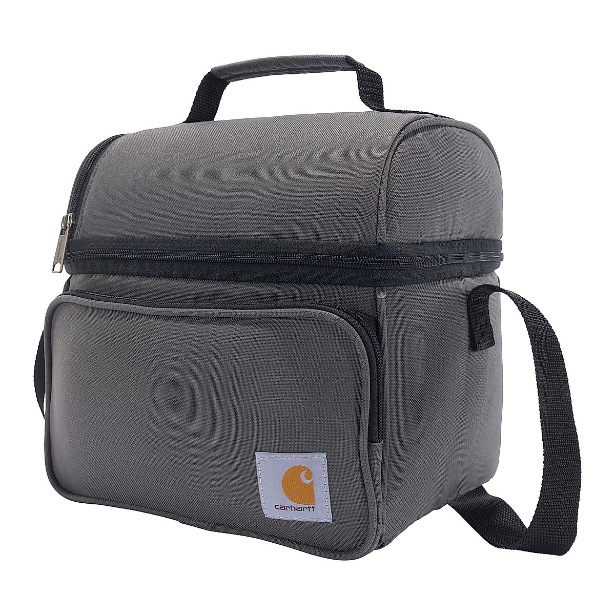 Carhartt Insulated 12 Can Two Compartment Lunch Cooler, Durable Fully-Insulated Lunch Box, Gray