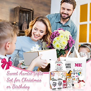 Yaomiao Mother's Day Aunt Gifts Ideas Best Aunt Ever Gifts from Niece Nephew Thank You for Being My Auntie 20 oz Travel Mug with Candle Auntie Makeup Tote Bag Socks for Women Holiday Birthday