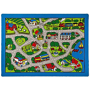 Champion Rugs Kids/Baby Room/Daycare/Classroom/Playroom Area Rug. Roads. Town. City. Race Car Tracks. Educational. Fun. Non-Slip Gel Back. Play Mat (8 Feet x 10 Feet)