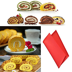 YUANAIYI Swiss Roll Cake Mat - Flexible Multipurpose Silicone sheet Nonstick jelly roll pan Baking Tray Pastry Mat Pizza Cookies Mold（set of 2）