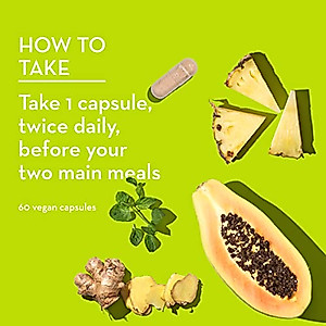 HUM Flatter Me Gut Health Supplement for Daily Bloating Relief - 18 Full Spectrum Digestive Enzymes to Support Food Breakdown + Ginger, Fennel Seed & Peppermint for Nutrient Absorption (60 Capsules)