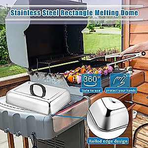 Rectangular Basting Cover, HaSteeL Stainless Steel Cheese Melting Dome Steaming Cover Lid, Heavy Duty Griddle Grill Accessories for Flat Top Teppanyaki BBQ Kitchen Indoor & Outdoor, Dishwasher Safe
