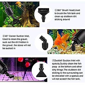 AQQA Aquarium Gravel Cleaner Siphon Kit,6 in 1 Electric Fish Tank Automatic Removable Vacuum Water Changer,Multifunction Wash Sand Filter Water Circulation 110V 60Hz/ 20W 320GPH