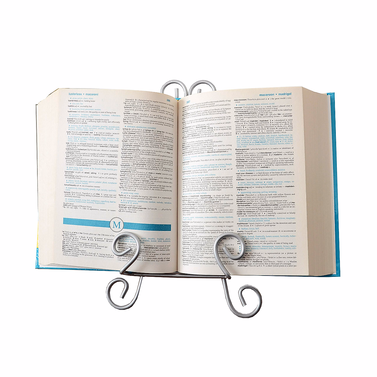 Heavy Duty Metal Artisan Curved Book Stand, Picture Frame Stand, Plaque Stand, Cook Book Stand, Silver