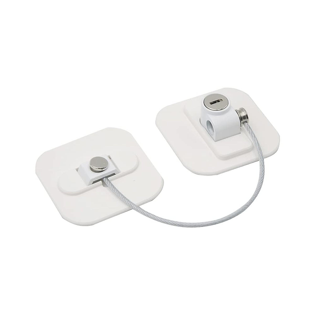 U/D SAIRUIDIPU Refrigerator lock with key, Fridge Lock with Adhesive tape, Child safety lock for cabinets (White, square 1)