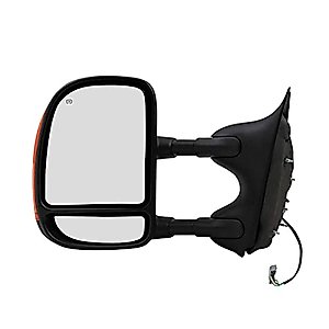 AutoShack KAPFO1320268 Driver Towing Mirror Power Black Textured Heated Manual Folding Replacement for 2001-2005 Ford Excursion 2003-2007 F-250 Super Duty F-350 Super Duty 5.4L 6.0L 6.8L 7.3L 4WD RWD
