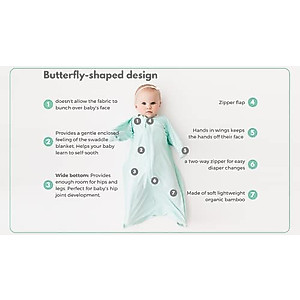 Transition Swaddle - Baby Wearable Blanket - Baby Sleep Sack with 2-Way Zipper - 95% Bamboo Viscose Fiber/5% Spandex - TOG 0.5 - Cozy Sleep Wrap designed by a pediatric (Soft Mint, Medium 6-12 Month)