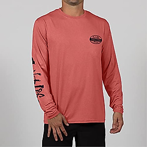 Salt Life Tight Lines Performance Long Sleeve Classic Fit Shirt, Burnt Coral Heather, Large