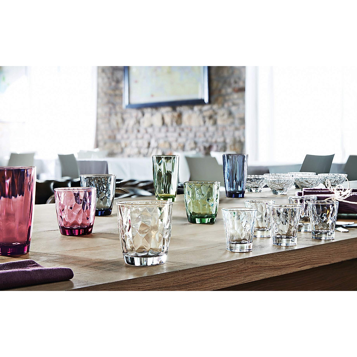 Bormioli Rocco Diamond DOF Ocean Glass, Set of 4, 4 Count (Pack of 1), Blue