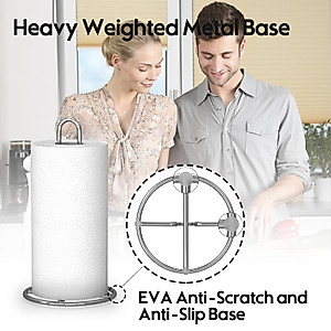 JtEoss Paper Towel Holder Countertop, Kitchen Paper Towels Holder Stand for Kitchen Organization and Storage, Stainless Steel Paper Towel Roll Holder with Non-Slip Base for One- Handed Tear(Silver)