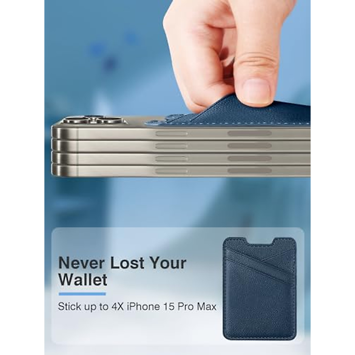 Miroddi 2Pack Phone Wallet Stick on, Adhesive Phone Pocket Leather Cell Phone Card Holder for Phone Case Credit Business ID Cards Pocket Wallets for iPhone Android and Most Smart Phones