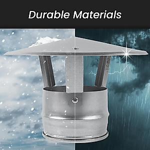 6 Inch Round Roof Cap - All Weather Chimney Cap - Galvanized Steel - Roof Top Round Vent House Exhaust Roof Cap