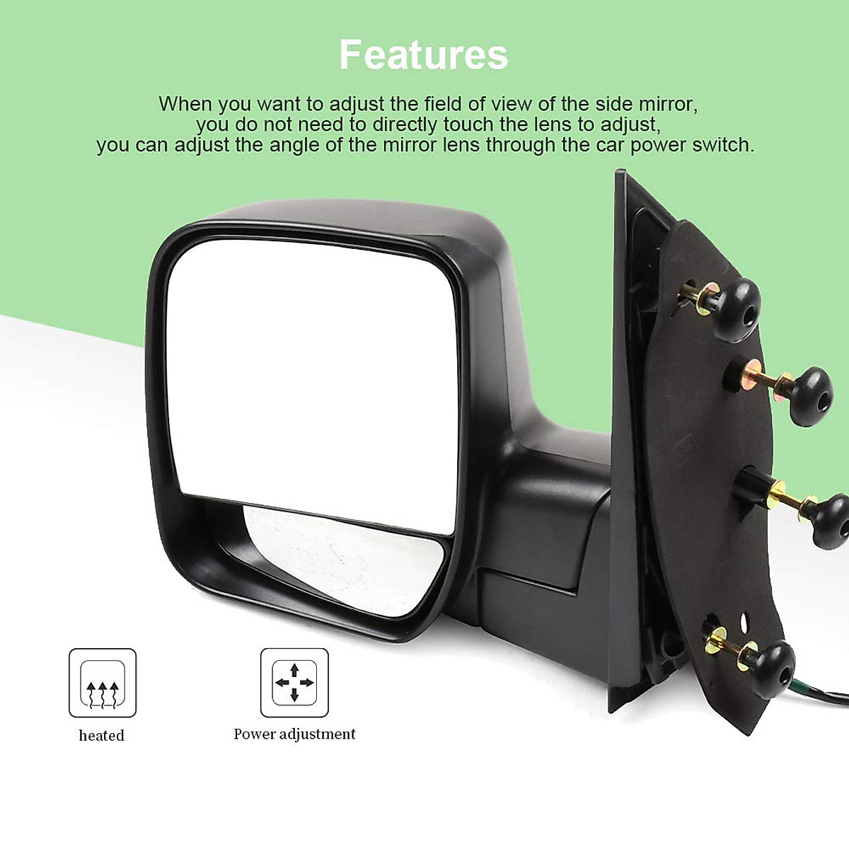 SCITOO Left Mirror fit 2003-2013 for Ford E-150 E-250 2004-2013 for Ford E-350 E-450 Super Duty Econoline Van with Power Adjustment Manual Folding Non-Heated Driver Side Mirror