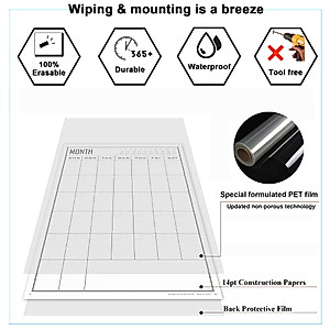 Dry Erase Calendar For Wall 4 Month,Large Blank Laminated Whiteboard Calendar,Oversized 120 Day Wall Planner,Four Month Jumbo Undated Erasable Schedule Poster For Home,Office,Classroom 24x36 Inch