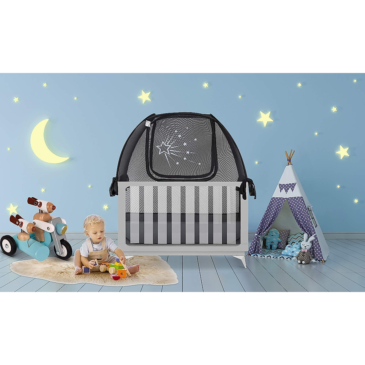 Aussie Cot Net - Baby Crib Tent and Travel Crib Tent to Keep Baby from Climbing Out - Premium Net Cover - See Through Crib Netting - Nursery Mosquito Net Tent