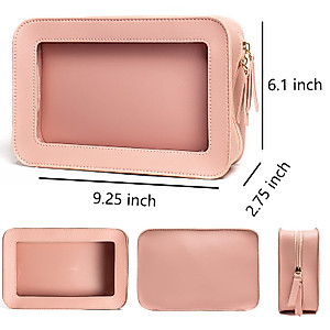 LETGO Clear Makeup Bags, TSA Approved Toiletry Bag with Zipper, Clear Makeup Organizer Fit Carry-on Travel Car Accessories Essentials,Portable Travel Pouch for Women Men (Pink)