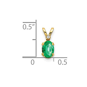 14k Diamond & Emerald Birthstone Pendant QXBE160