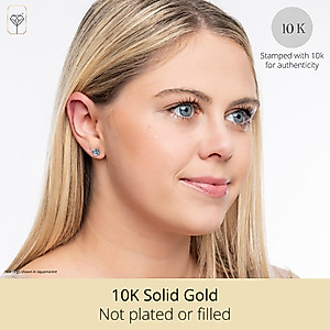 MAX + STONE 10k White Gold 5mm Princess Cut March Birthstone Aquamarine Square Stud Earrings for Women