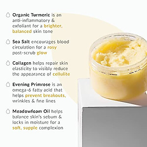 Exfoliating Body Scrub for Men and Women | Turmeric Scrub and Sea Salt Scrub Body Exfoliator with Collagen and Coconut Oil | Hydrating Face Scrub Foot Scrub and Dead Skin Remover for Body Care