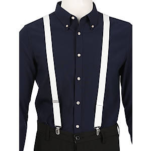 Allegra K Women's Suspenders Metal Clips Adjustable Elastic Band Y Shaped Suspender One Size White