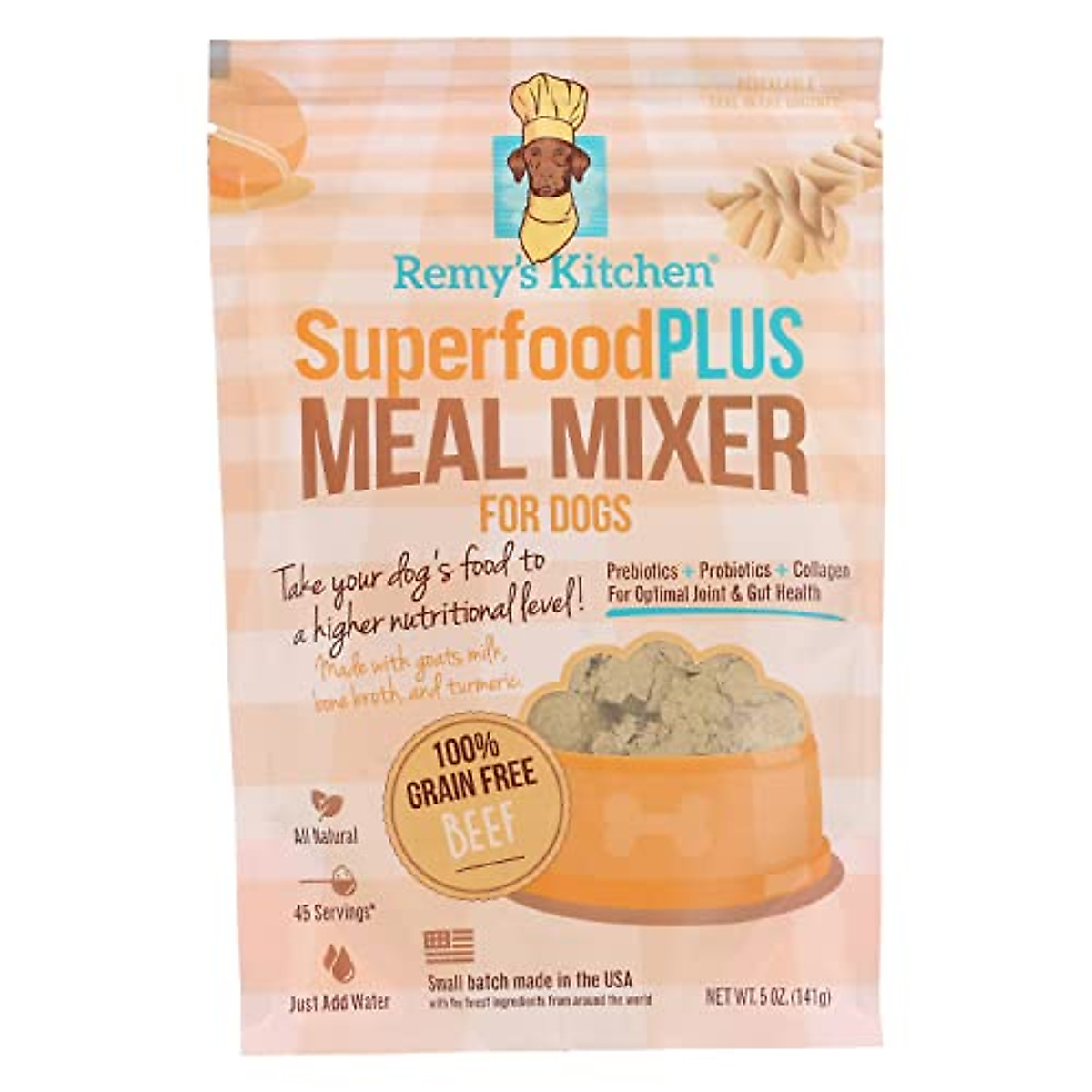 Remy’s Kitchen Beef SuperfoodPLUS Meal Mixers for Dogs - USA Sourced Meal Toppers for Dogs, Supporting Joint, Gut, and Heart Health - Dog Prebiotics and Probiotics Food Mixers - 5 oz