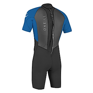 O'Neill Mens Reactor-2 2mm Back Zip Short Sleeve Spring Wetsuits, Black/Ocean, Large Short US