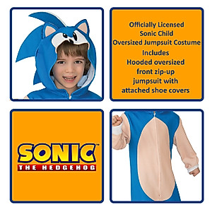 Rubies Sonic Oversized Jumpsuit Kid's Costume for Themed Parties and Halloween, Small