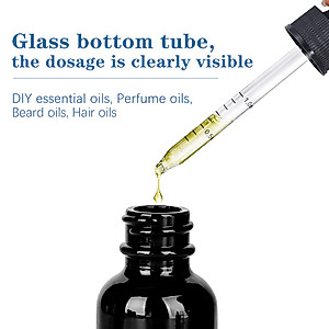 YONKAN 1 oz UV Resistant Dropper Bottle 12 Pack Black Glass Boston Bottles 30ml with Eye Droppers Black Caps for Essential Oils, Perfume, Leak Proof Travel Bottles for Liquids