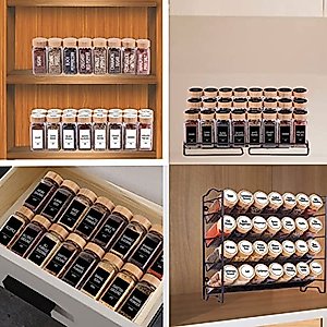 SWOMMOLY 36 Glass Spice Jars with Labels,4 oz Empty Square Spice Jars with Bamboo Lids,5 Different Types of Spice Labels Sets, Spice Bottles with Shaker Lids