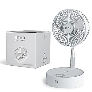 INNO Portable Fan & Essential Oil Diffuser – Foldable Standing or Desk Fan with Night Light, Air Diffuser, Humidifier – 24 Hr. Run Time White