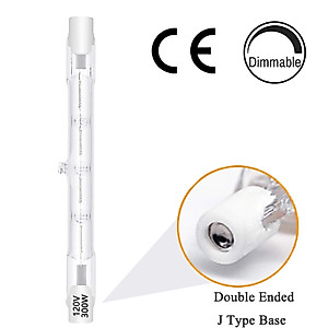 XBOCMY 4 Pack 300W Dimmable Halogen Light Bulbs, 118mm, 4.7-Inch T3 RSC, Warm White, 3000 lumens