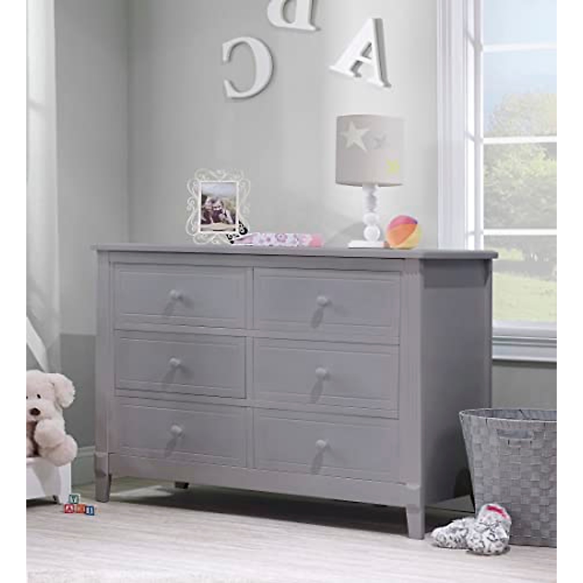 Sorelle Furniture Berkley Baby Dresser – Dresser for Nursery, Kids Bedroom Furniture, Dresser Drawers, Nightstand for Child’s Room with Drawers, Nursery Furniture for Infant-Gray