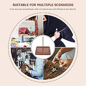 Sewroro Embroidery Thread Holder Wooden Spools Thread Holder Embroidery Thread Spools Savers Handmade Rack Organizer Unwinding No Loose Ends Thread Tails Organizer Taper Holder