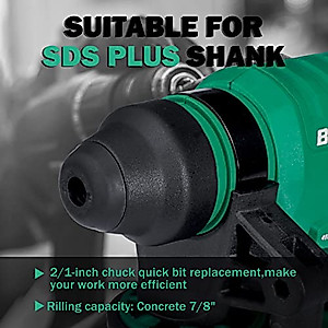 Monkey King Bar-SDS PLUS Coreless Brushless Rotary Hammer Drill 20V 2.2J Power- Li-ion Battery Faster Charge & 4 Modes and Variable-Speed with 1/2 Inch Chuck