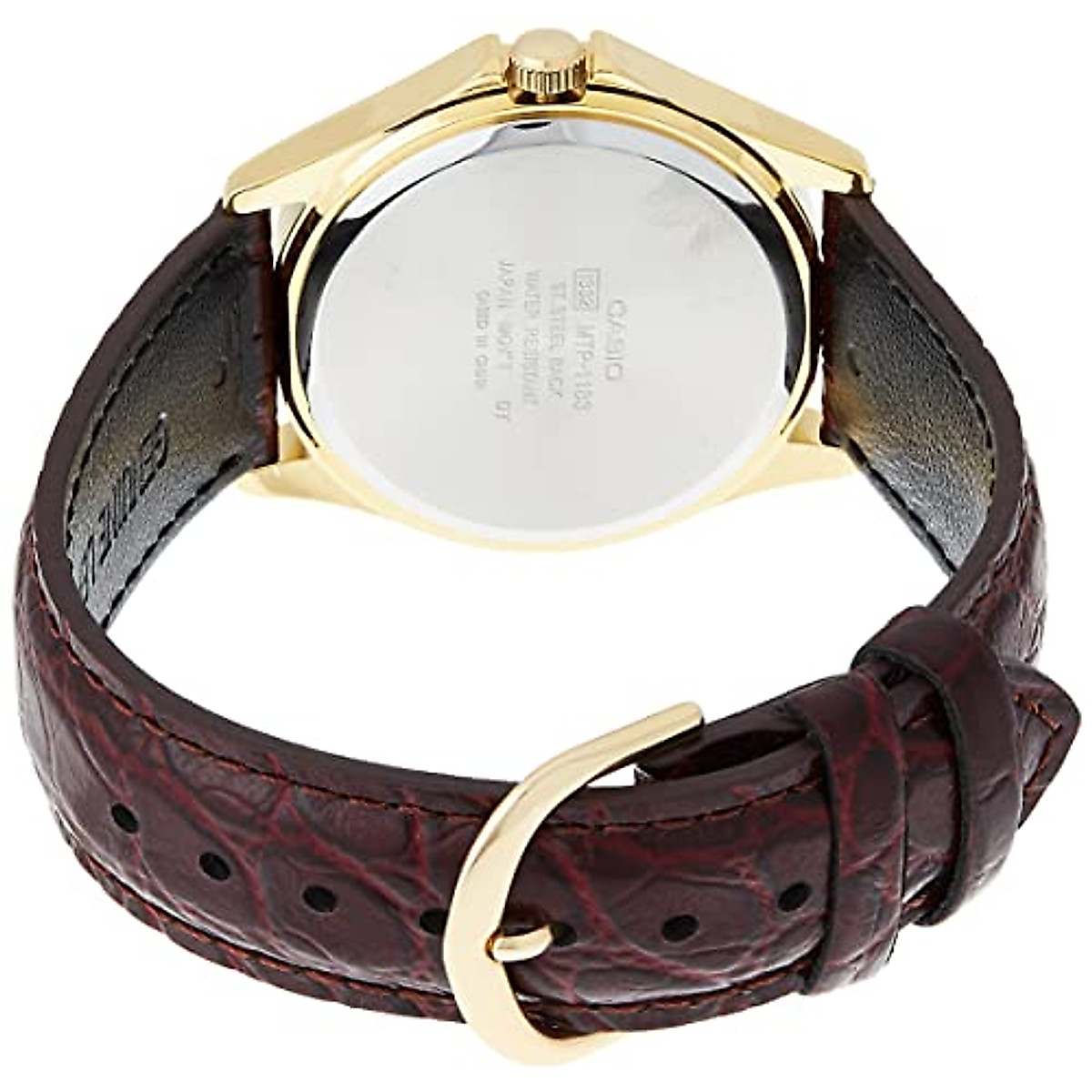 Casio MTP-1183Q-7A Men's Gold Analog Dress Watch w/Croc-Leather Band & Date