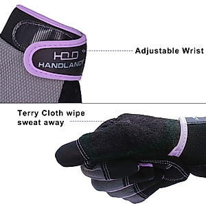HLDD HANDLANDY Safety Work Gloves, Women Utility Work Gloves, MultiFunctional Mechanic Gardening Construction DIY Work Gloves with Touchscreen (Medium, Purple)