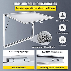 VEVOR Concession Window for Food Trucks 36 x 36 Inch, Concession Stand Serving Window Door with Double-Point Fork Lock, Concession Awning Door Up to 85 Degrees, Glass Not Included