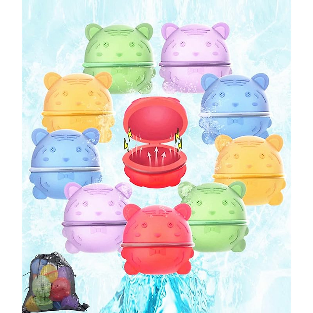 12Pcs Reusable Water Balloons, Latex-Free Silicone Water Bomb Summer Fun Outdoor Toys, Pool Beach Toys for Kids Adults