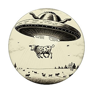 Aliens Abducting cow into Flying UFO Saucer Abduction PopSockets Swappable PopGrip