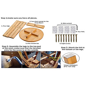 Yesland Little Wood Stool - 9.5 Inch Round Bamboo Shower Seat Stool Milking Stool - Anti Slip Small Short Stool for Adults, Shoe Changing, Home, Bathroom, Bedside (Natural)