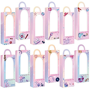 buersur 24PCS Cute Party Favors Boxes - Cute Pink Theme Gift Boxes Candy Boxes Tote Boxes Goodie Bag for Girls and boys Fill Up the Birthday Gift Bags (12 Pattern)