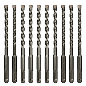 VALYRIANTOOL 10-Pack 3/16 Inch x 6 Inch SDS Plus Rotary Hammer Drill Bits Set, Carbide Tipped for Brick, Masonry, Stone and Concrete (3/16" x 4" x 6")