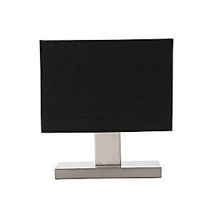 Amazon Basics Rectangular Metal Base Table Lamp with LED Bulb - 9.5" x 5.5" x 10.2", Brushed Nickel
