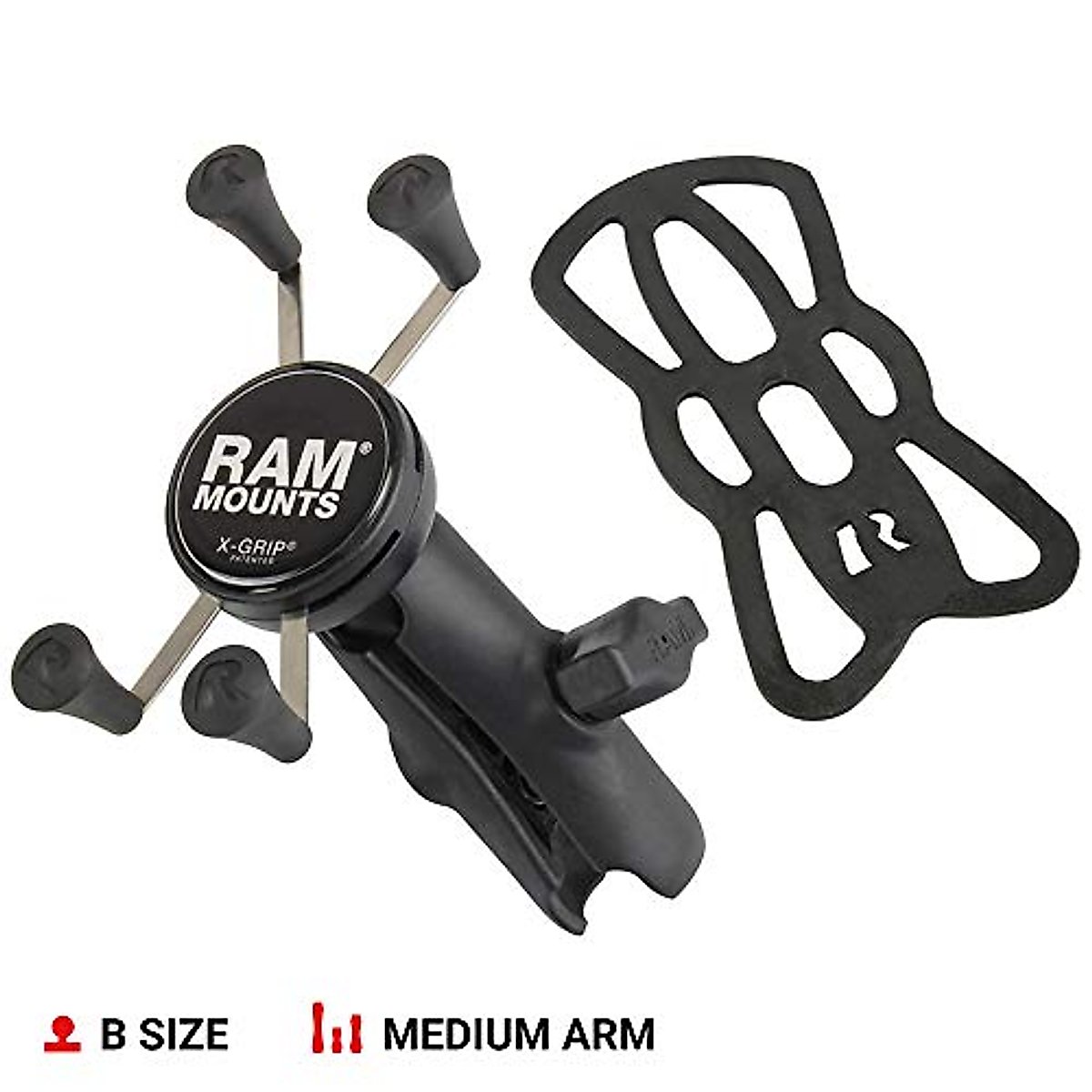 RAM Mounts RAP-HOL-UN7B-201U X-Grip Phone Holder with Composite Double Socket Arm(Medium) Compatible with RAM B Size 1" Ball Components