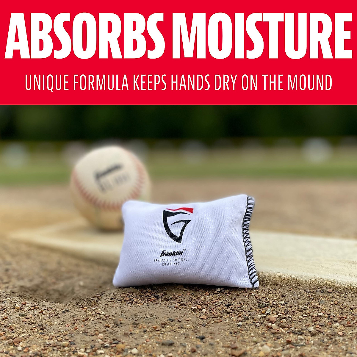 Franklin Sports MLB Gator Grip Rosin Bag - Multi Sport + Baseball + Softball - Absorbs Moisture White