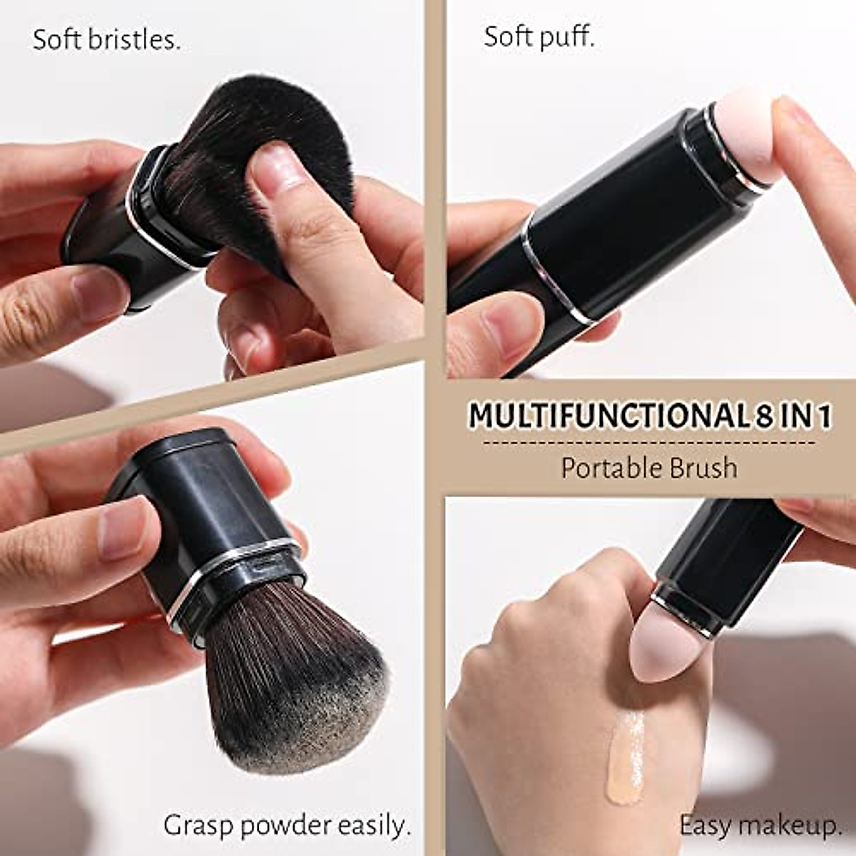 BS-MALL Makeup Brush Set Travel Premium Synthetic Foundation Powder Concealers Eye shadows Blush Makeup Brushes Purse Size With Case (Black)