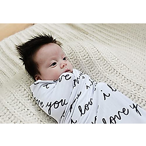 NODNAL CO. Baby Swaddle Blanket - Large Premium Viscose from Bamboo - 46in x 46in Baby Girl/Boy Infant Swaddling Wrap Receiving Blanket - Gender Neutral Baby Shower Newborn Gift (I Love You)