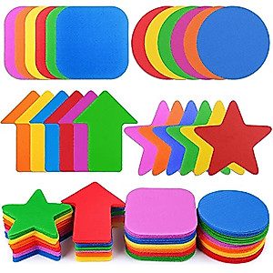 Mckanti 96 Pcs Carpet Markers Sit Dots, Spot Markers Carpet Circles Nylon Floor Dots for Kids Teachers Preschool Kindergarten Social Distancing Wait Line Up Classroom Decoration, 6 Colors, 4 Styles